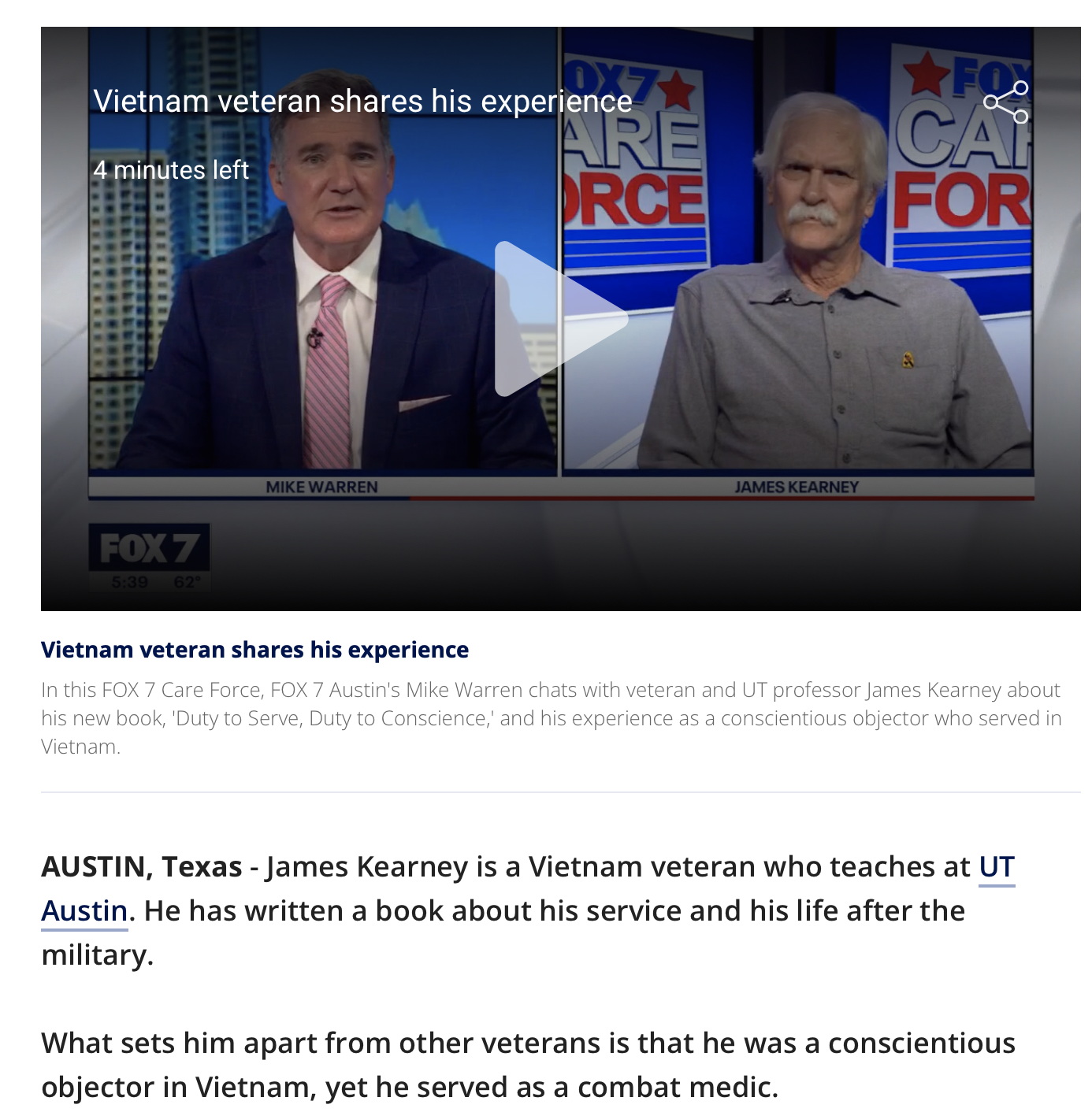 TV Interview with Fox News Austin, Nov 16, 2023